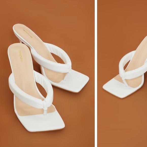 PrettyLittleThing | Shoes | Pretty Little Thing White Pu Tube Strap Toe ...